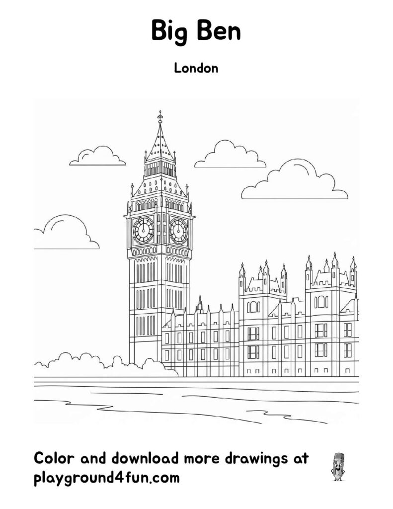 Big Ben Coloring Pages - free and printable for all