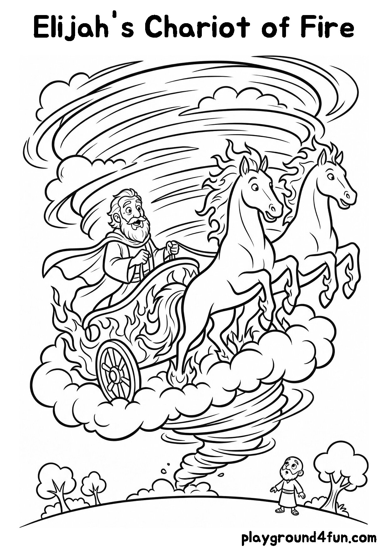 Elijah's Chariot of Fire Coloring Pages - free and printable