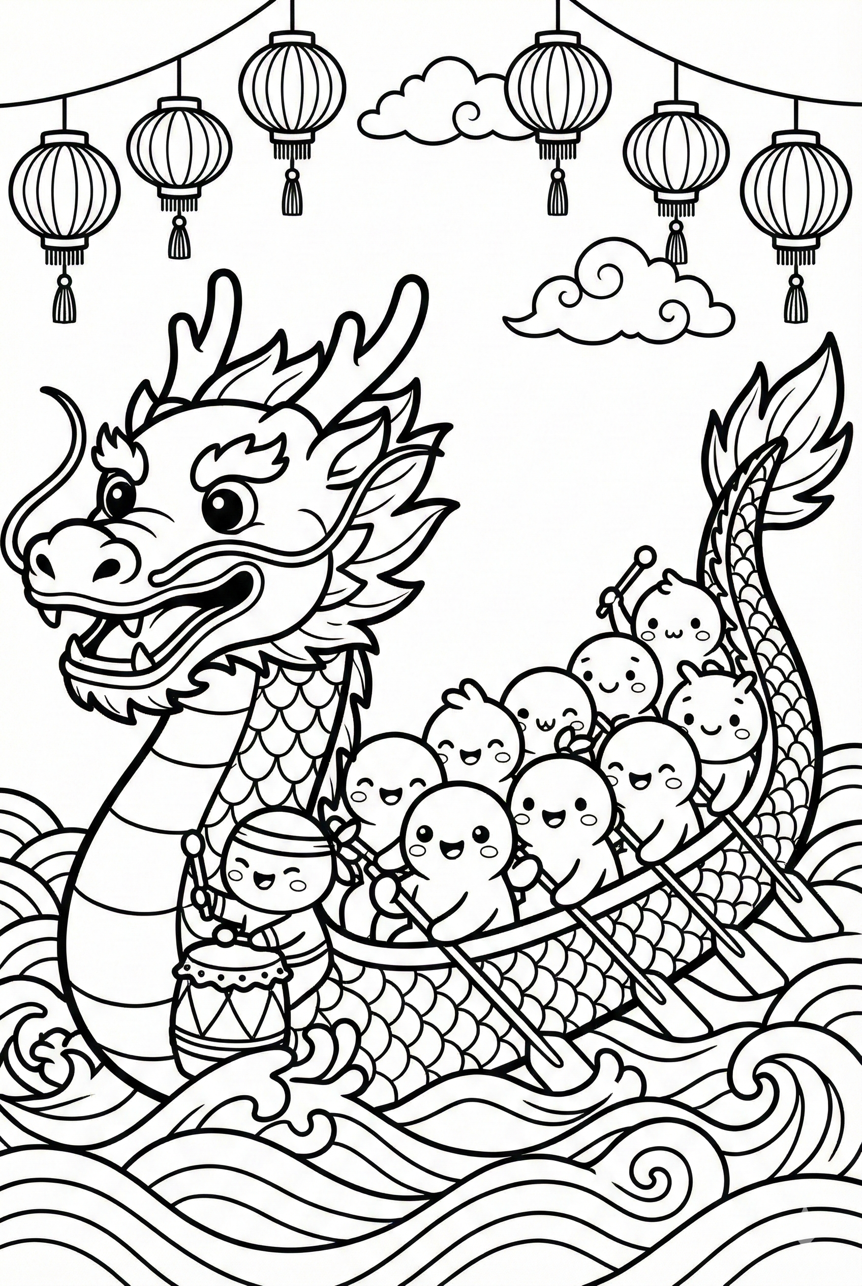 Dragon Boat Coloring Pages - free and printable for all